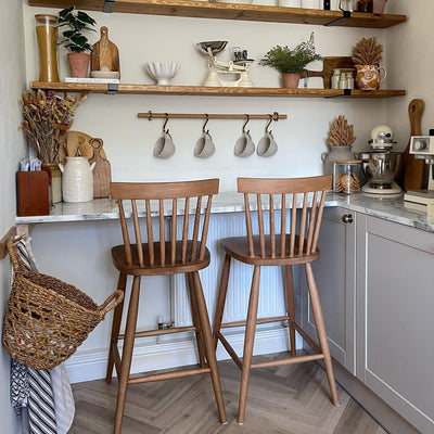 Wooden Kitchen Bar Stools | Farmhouse Style, Oak & Beech Wood ...